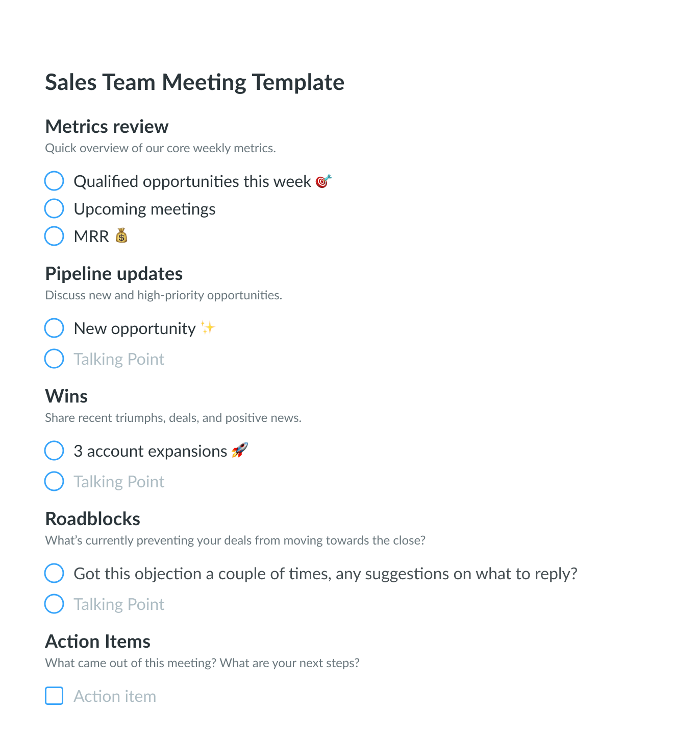 Sales Meeting Agenda Template For Efficient Teams