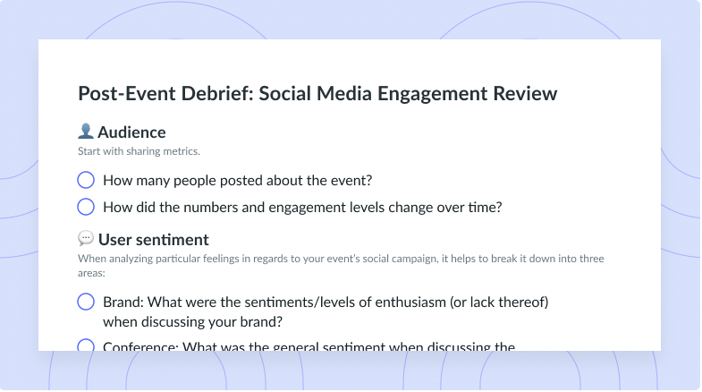 Post Event Debrief Social Media Engagement Review Template Fellow
