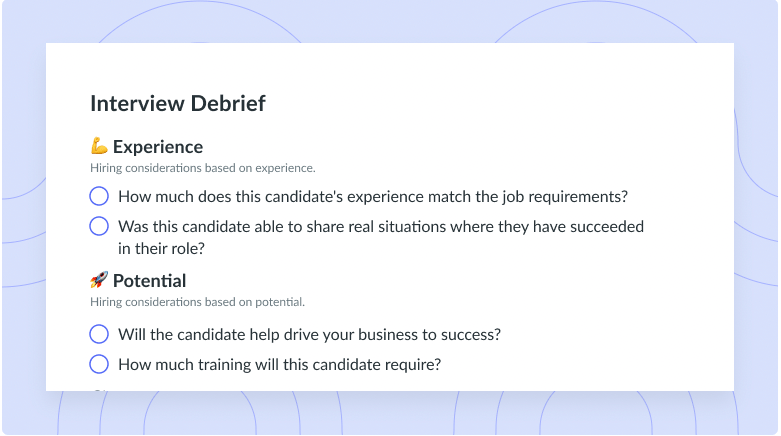 Interview Debrief Meeting Template Fellow app